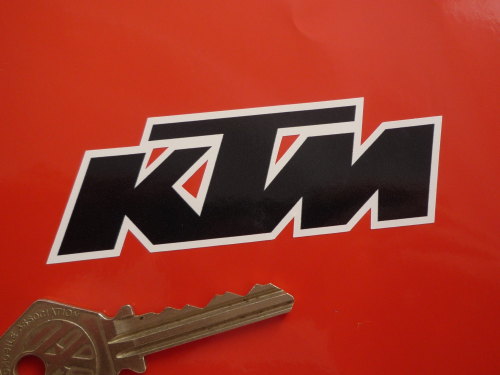 KTM Black & White Text Stickers. 3.5" Pair.