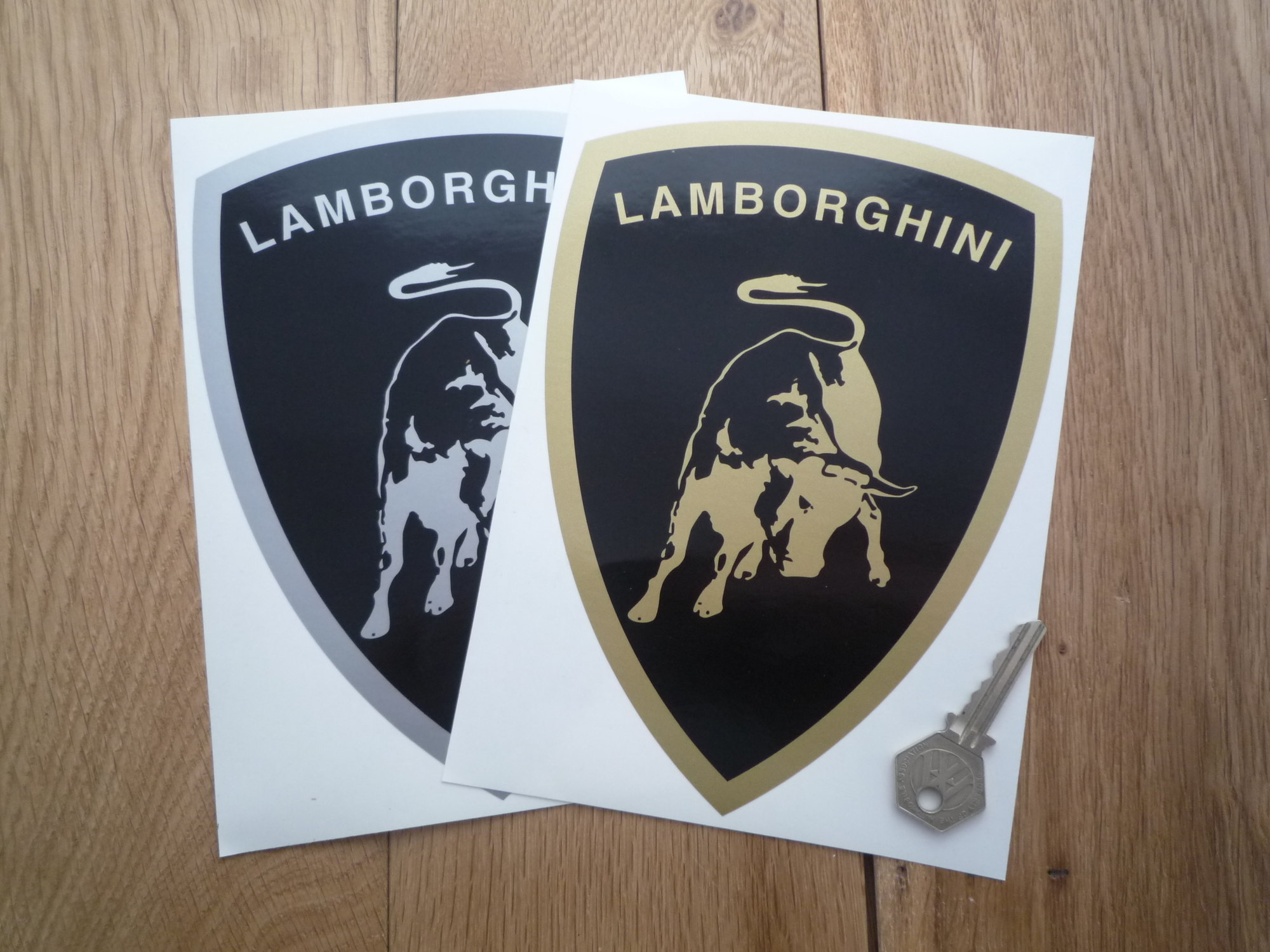 Lamborghini 'S' Logo Self Adhesive Car Badge - Black or Silver - 2 Sizes