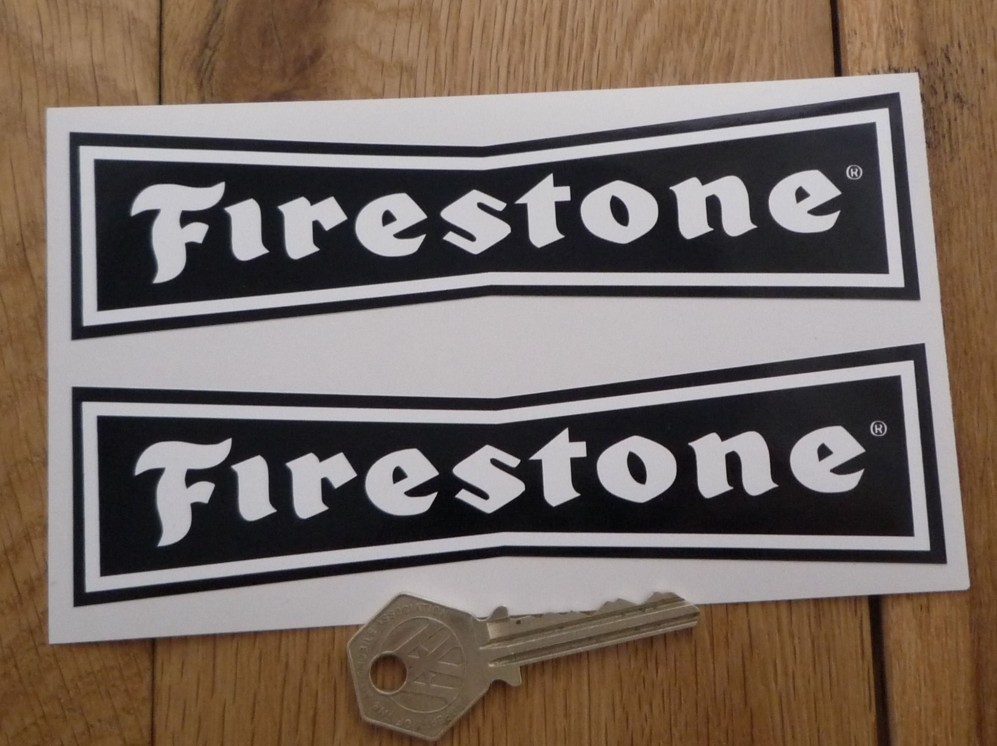 Firestone & Wheel Style Shaped Sticker. 5.5".
