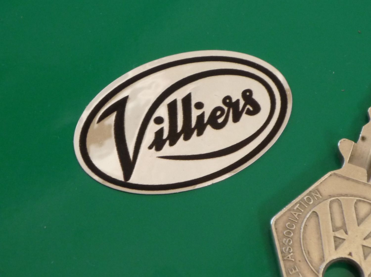 Villiers Logo Style Laser Cut Self Adhesive Bike Badge. 2.25".