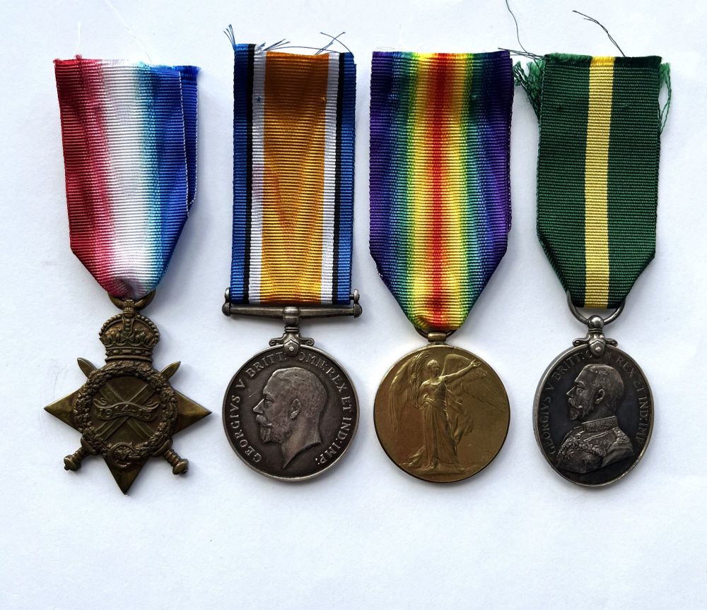 1914/15 Trio and TFEM to Pte Kendrick Notts and Derby Regt / Robin Hood ...