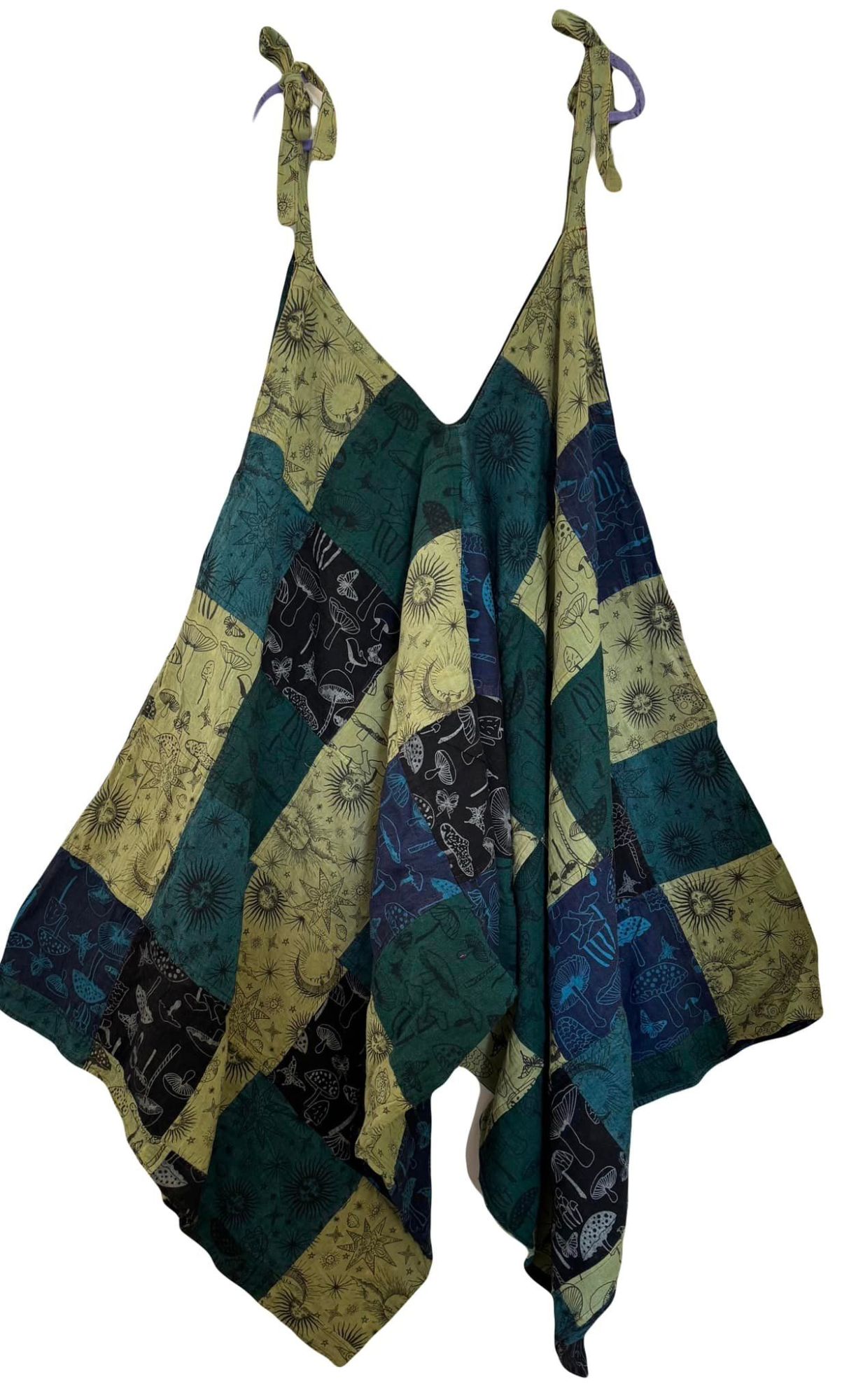 Gorgeous mushroom & celestial patchwork jumpsuit