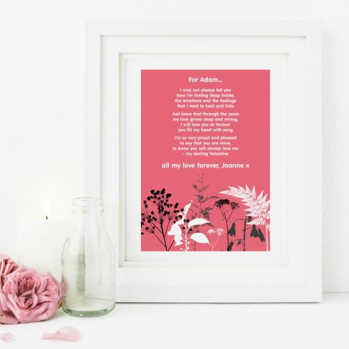 Personalised Poem Art Prints| custom designed love poem print designs