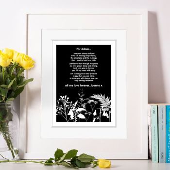 Personalised Poem Art Prints| custom designed love poem print designs