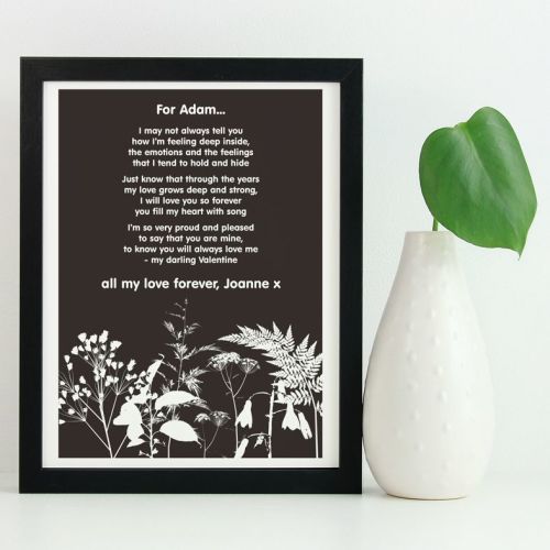 Personalised Poem Art Prints| custom designed love poem print designs