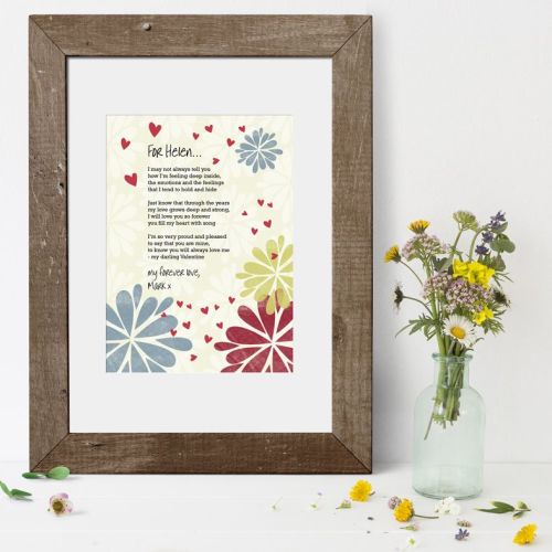 Personalised Poem Art Prints| custom designed love poem print designs