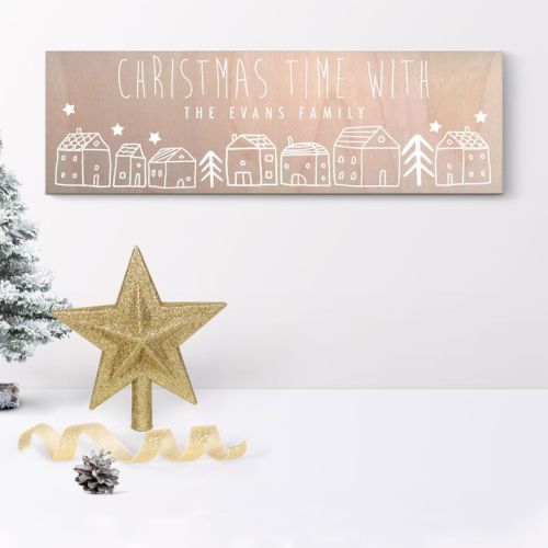 Christmas Houses Personalised Wooden Family Sign | Free P&P