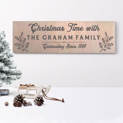 Christmas Time Personalised Wooden Family Sign | Free P&P