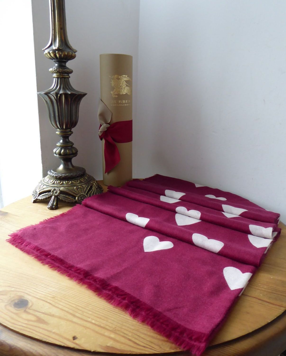 Burberry The Lightweight Rectangular Heart Print Scarf Wrap in 100% ...