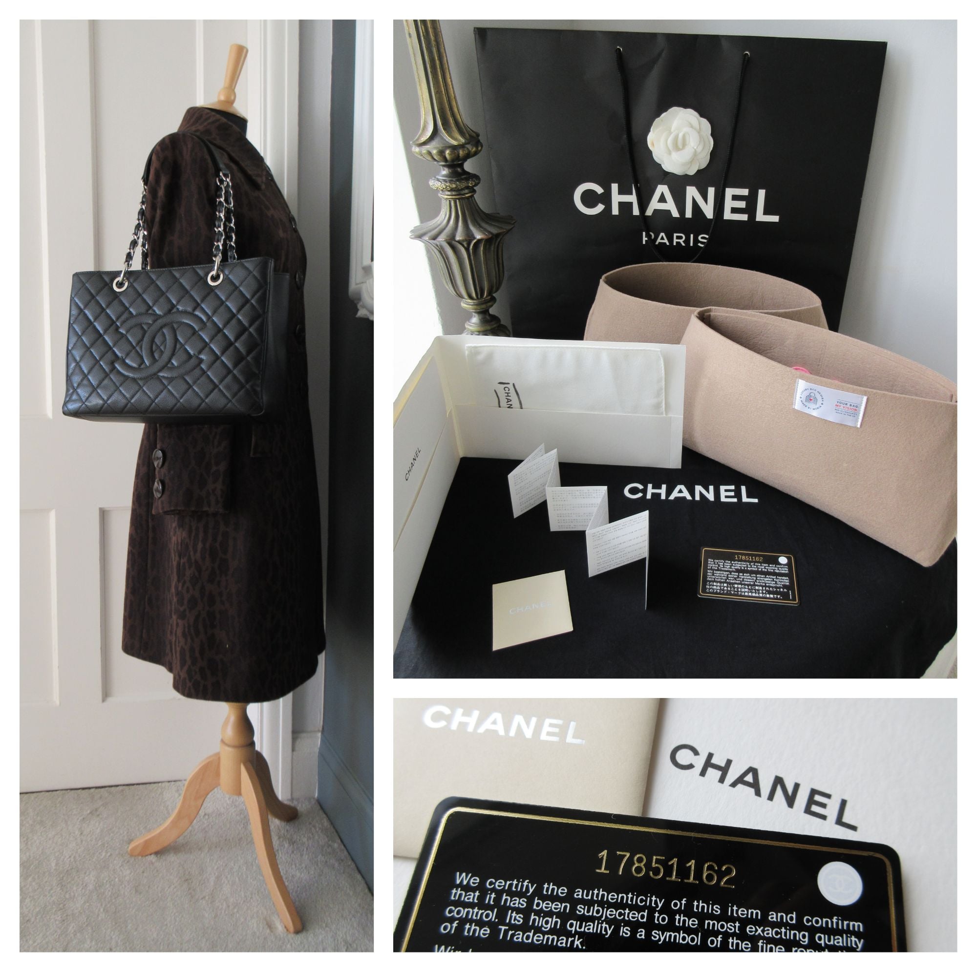 Chanel Classic Grand Shopping Tote GST in Black Caviar with Silver Hardware