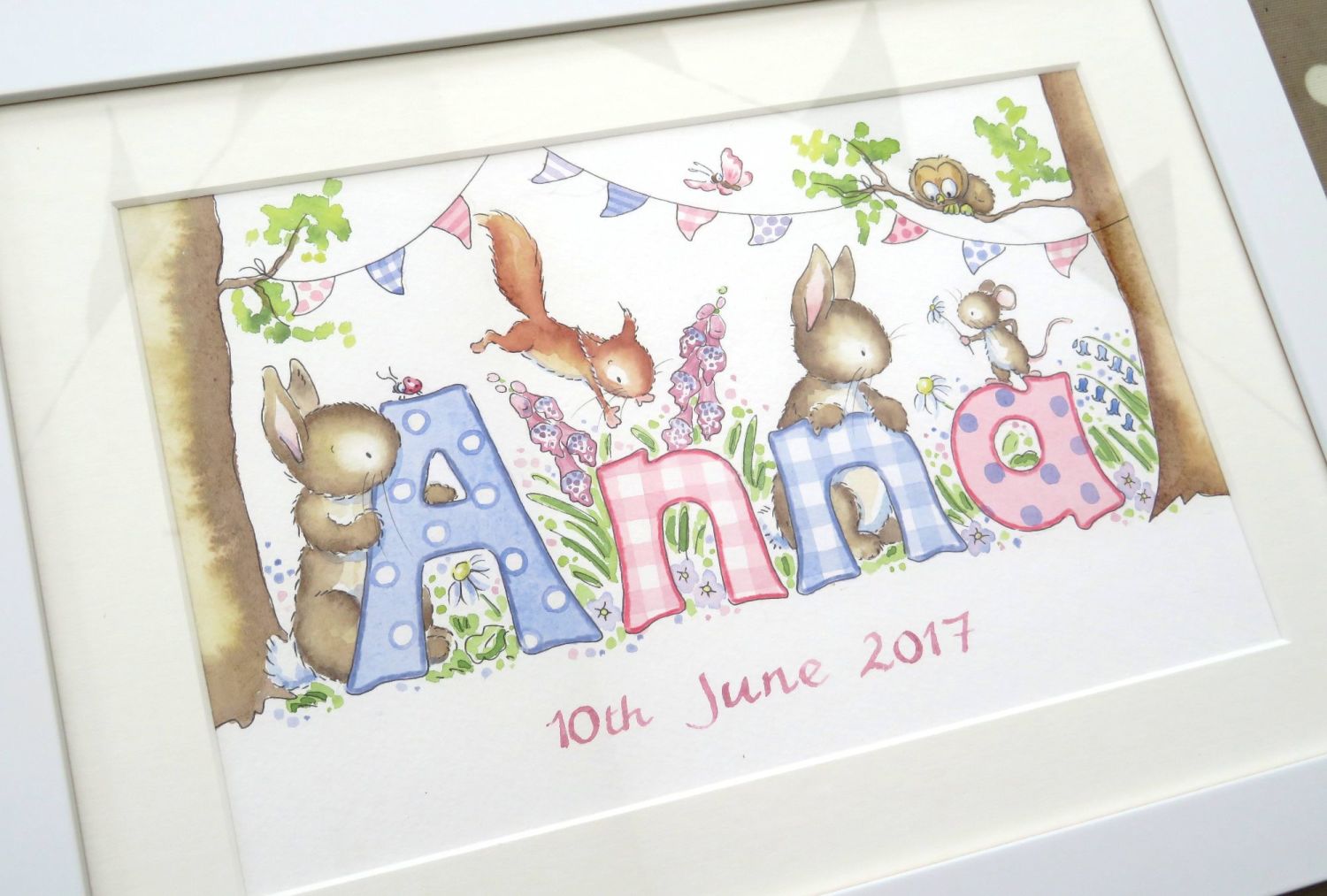 Name art for a woodland themed nursery - beautiful original watercolours