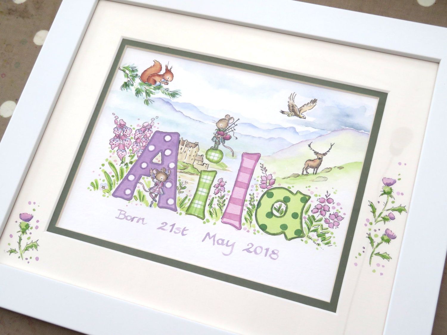 Personalised name paintings - original watercolours by Baby Name Pictures