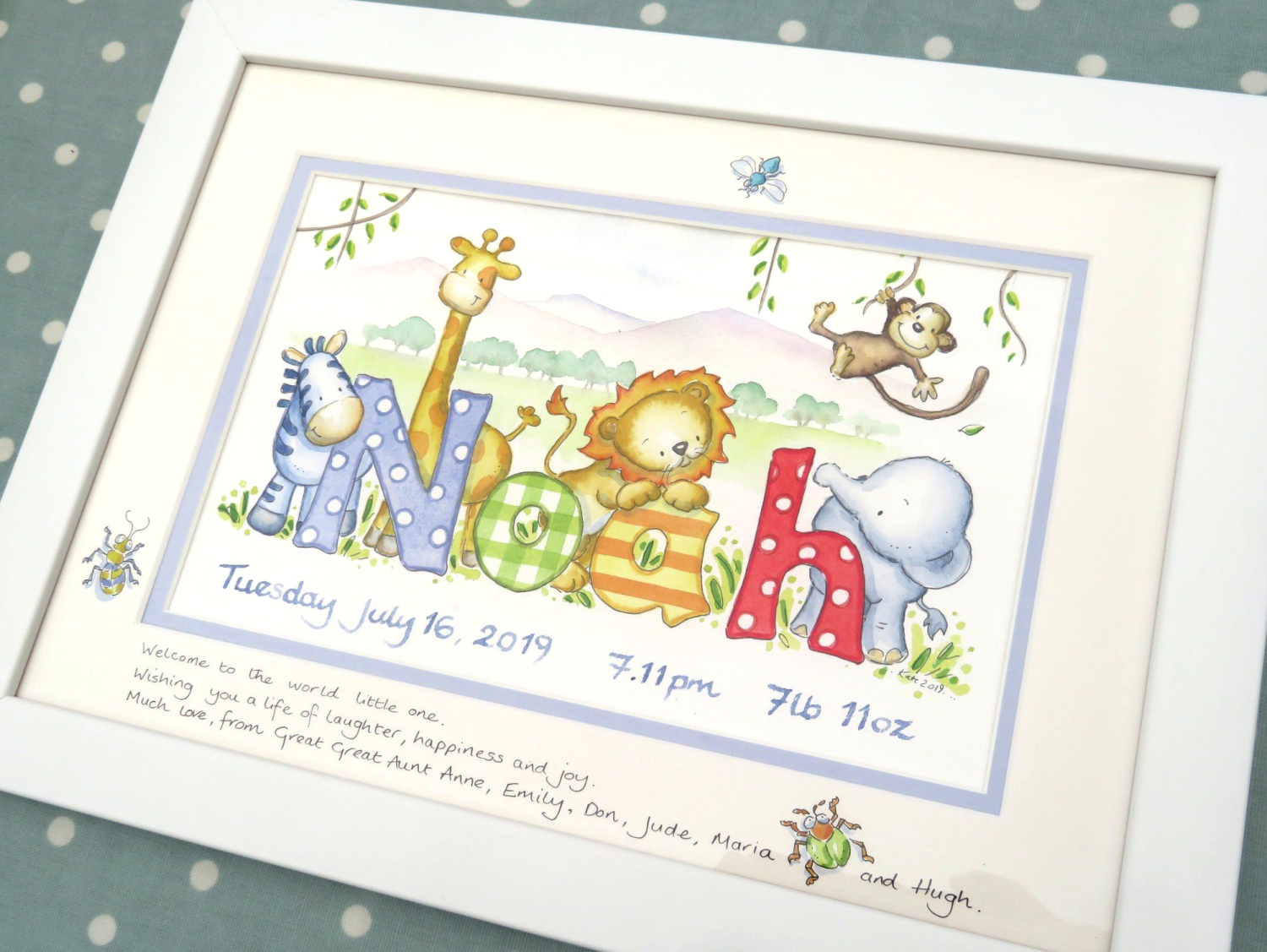 Personalised name paintings - original watercolours by Baby Name Pictures