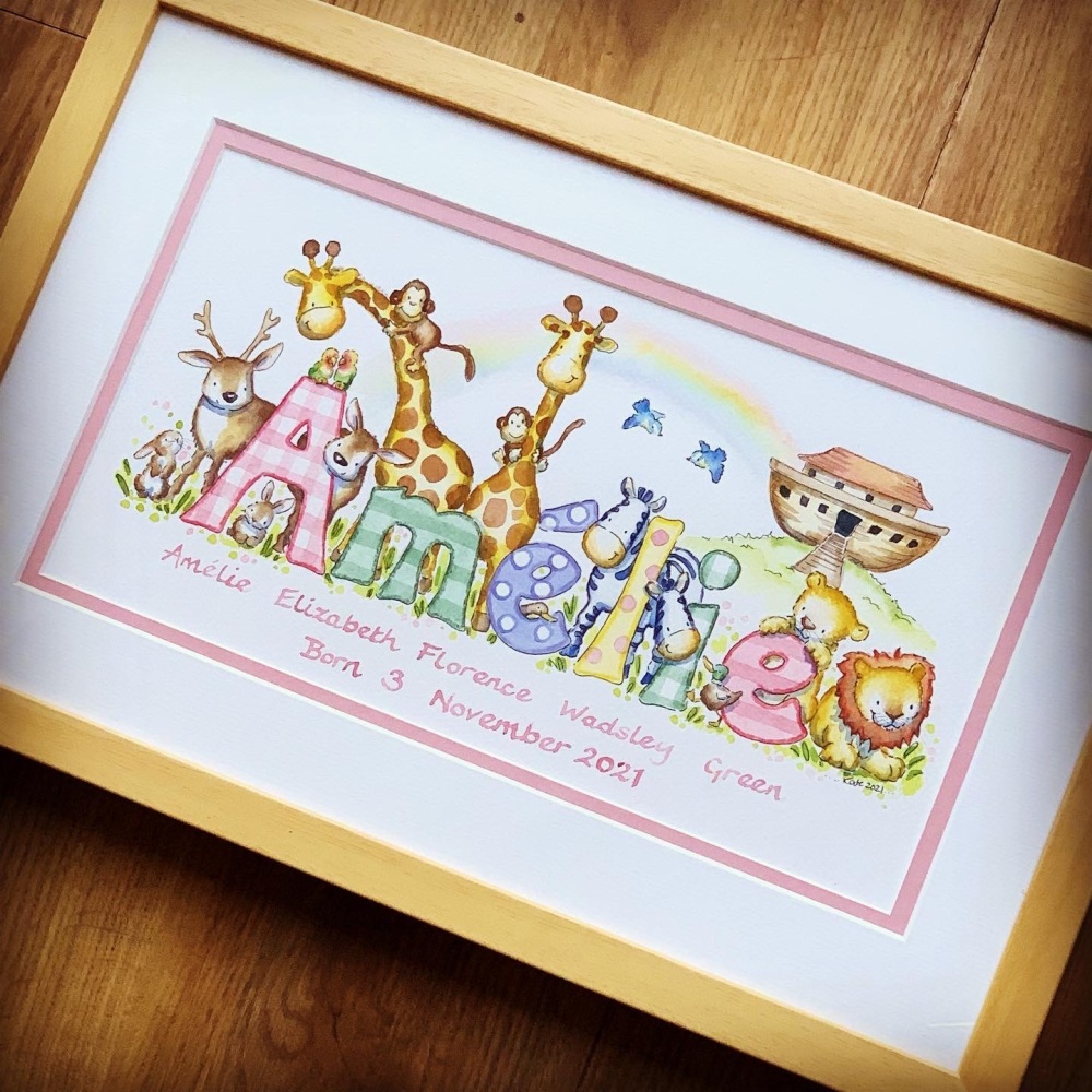 Personalised name paintings - original watercolours by Baby Name Pictures