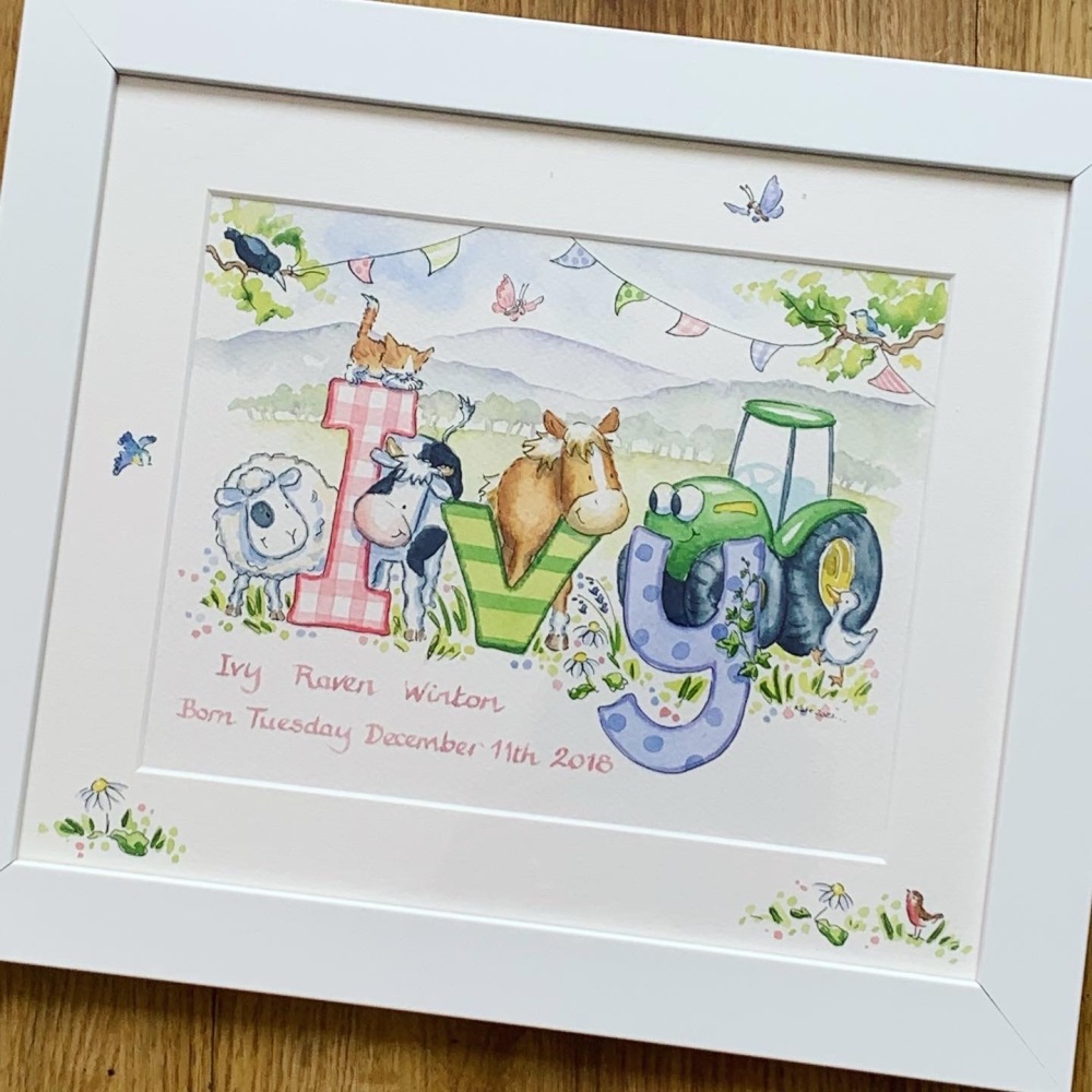 Personalised name paintings - original watercolours by Baby Name Pictures