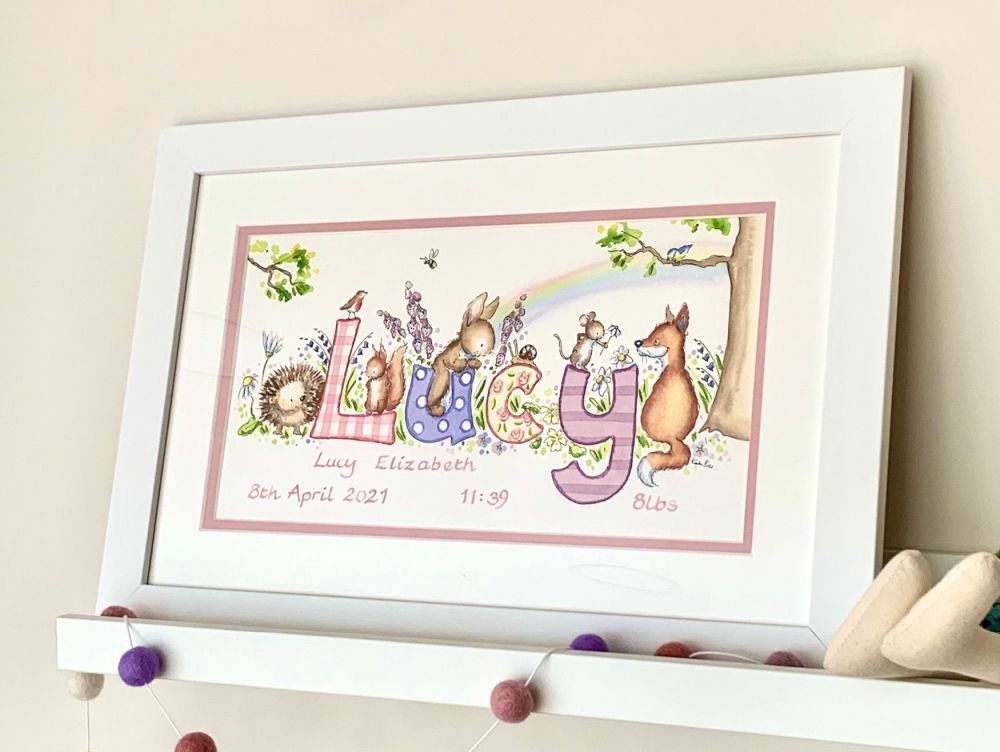 Personalised name paintings - original watercolours by Baby Name Pictures