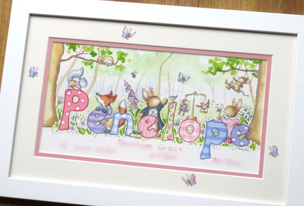Personalised name paintings - original watercolours by Baby Name Pictures