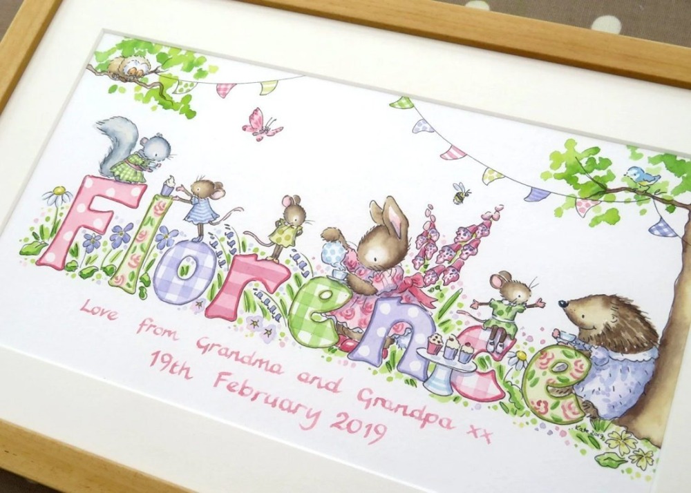 Name art for a woodland themed nursery - beautiful original watercolours