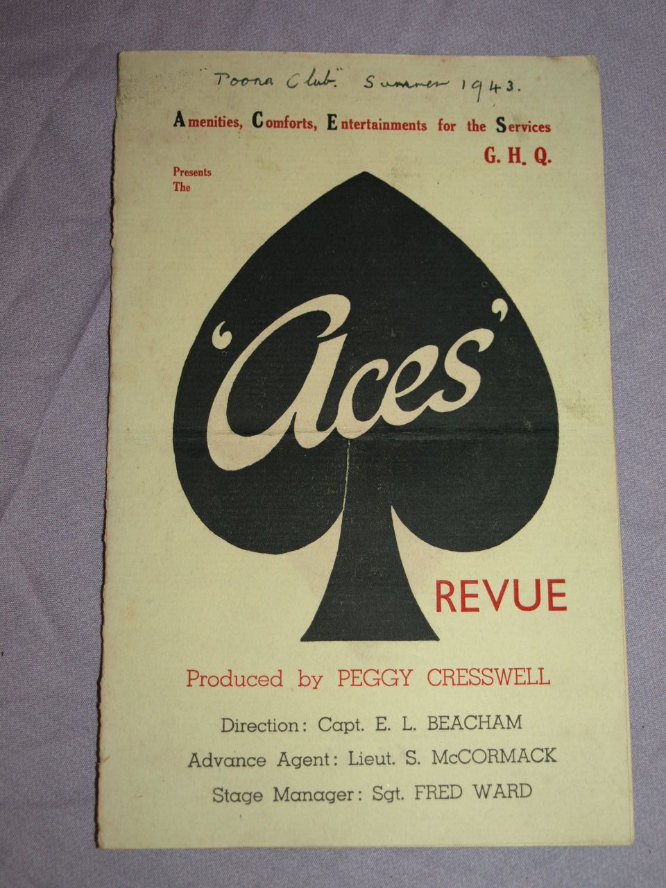 WW2 Army Entertainment Programme, Poona Club, India, 1943 World War 2 ...