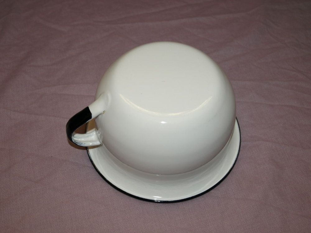 Vintage Small Black and White Enamel Potty Po Chamber Pot Gazunder
