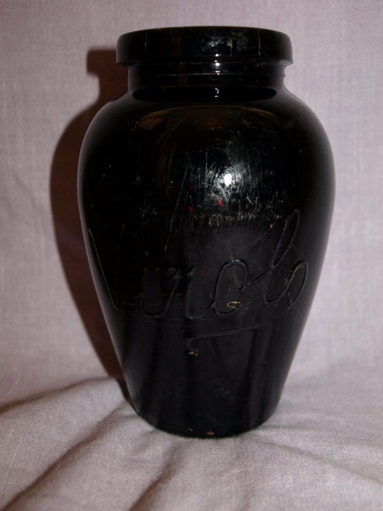 Vintage Amber Glass Virol Jar.