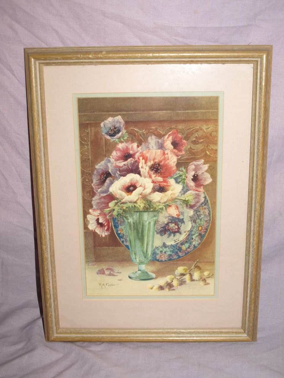 Framed Print by R A Foster Anemones Still Life.