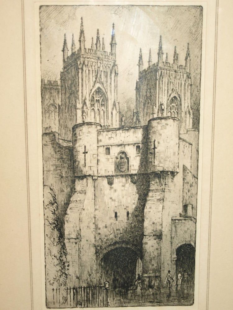 York Minster and Bootham Bar Framed Print signed F Robson.