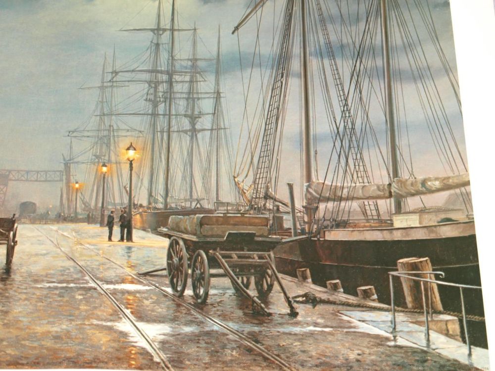 Poole Quay by Gaslight by Rodney Charman Print.