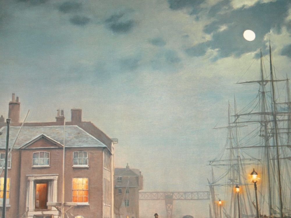 Poole Quay by Gaslight by Rodney Charman Print.