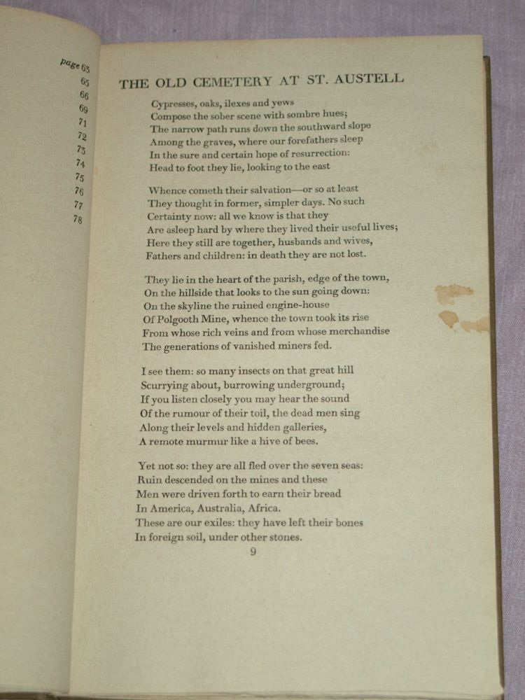 Poems Chiefly Cornish by A L Rowse.
