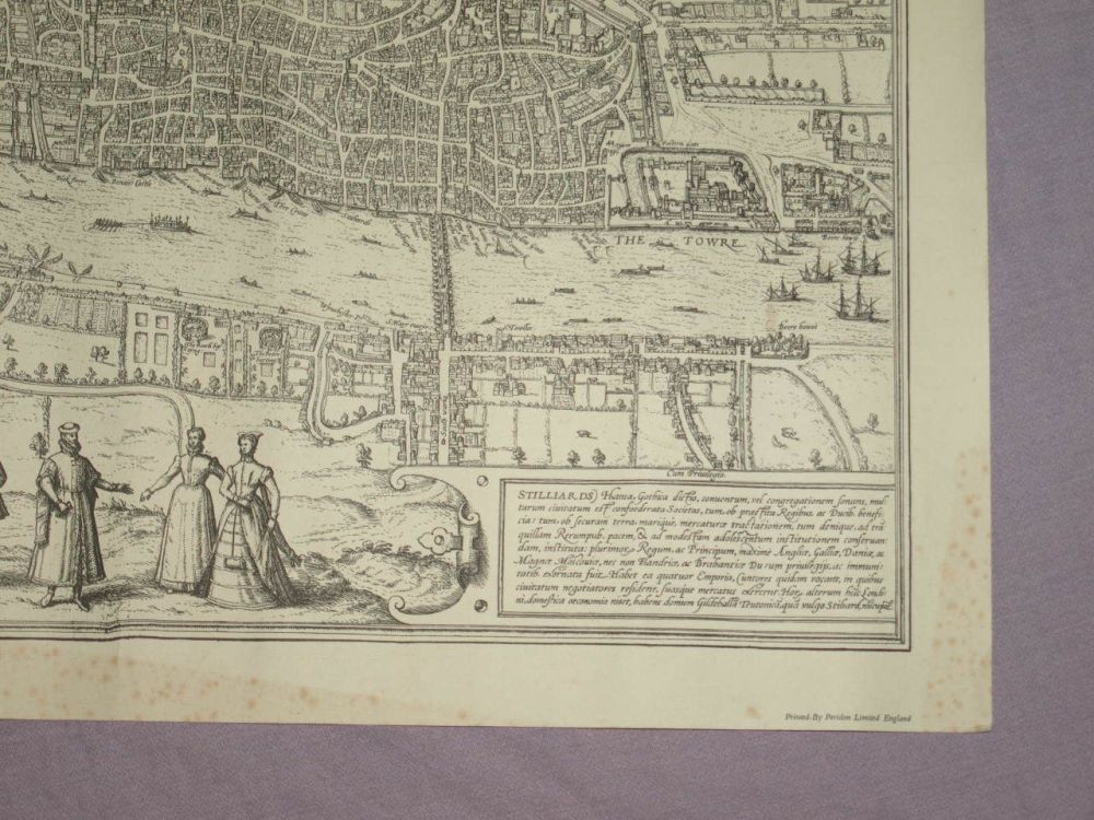 Map Of London, England 1570s Reproduction.