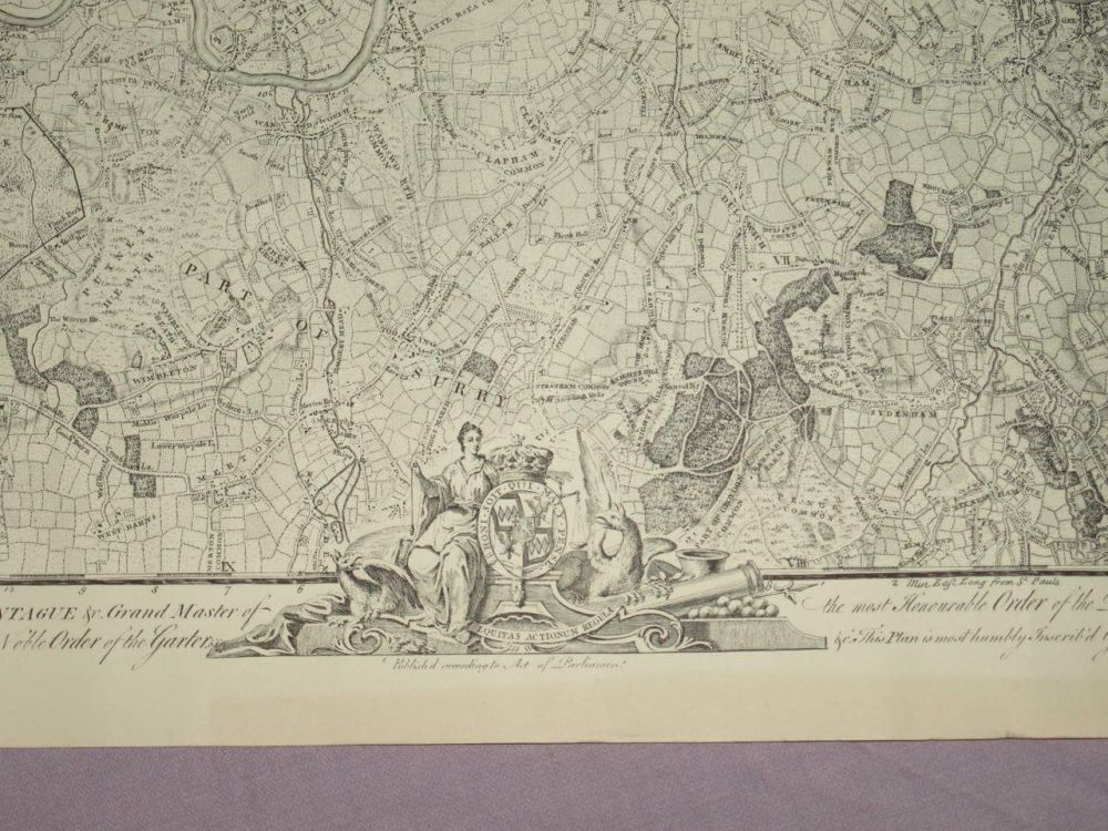 Map of London and Part of Surrounding Counties, England 1760s ...