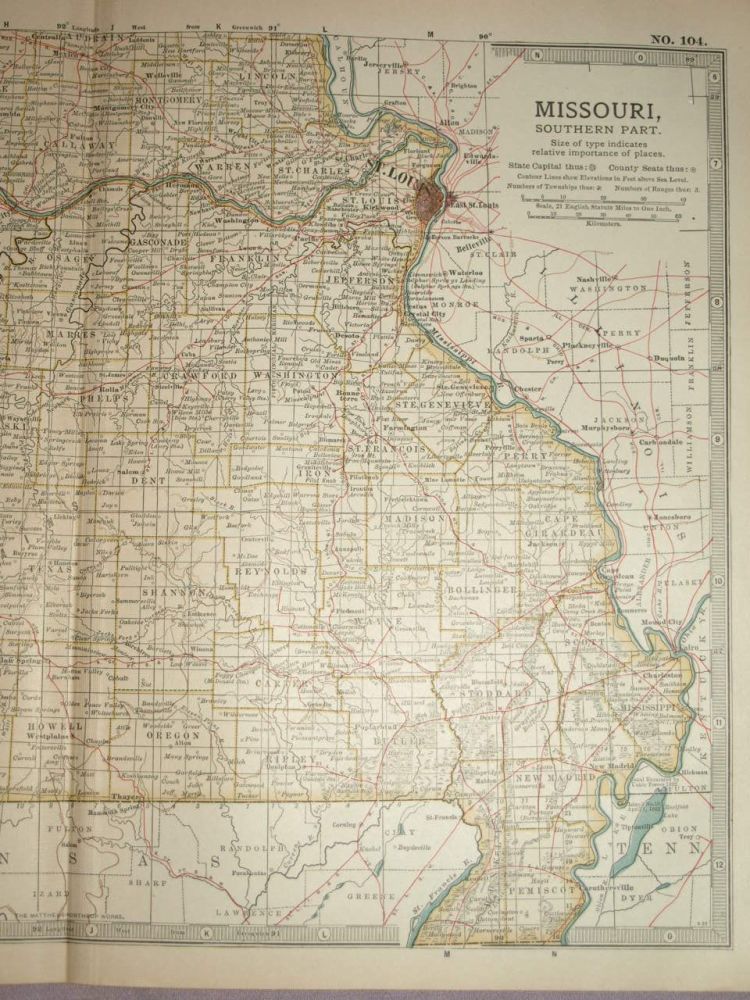 Map of Missouri, Southern Part, 1903.