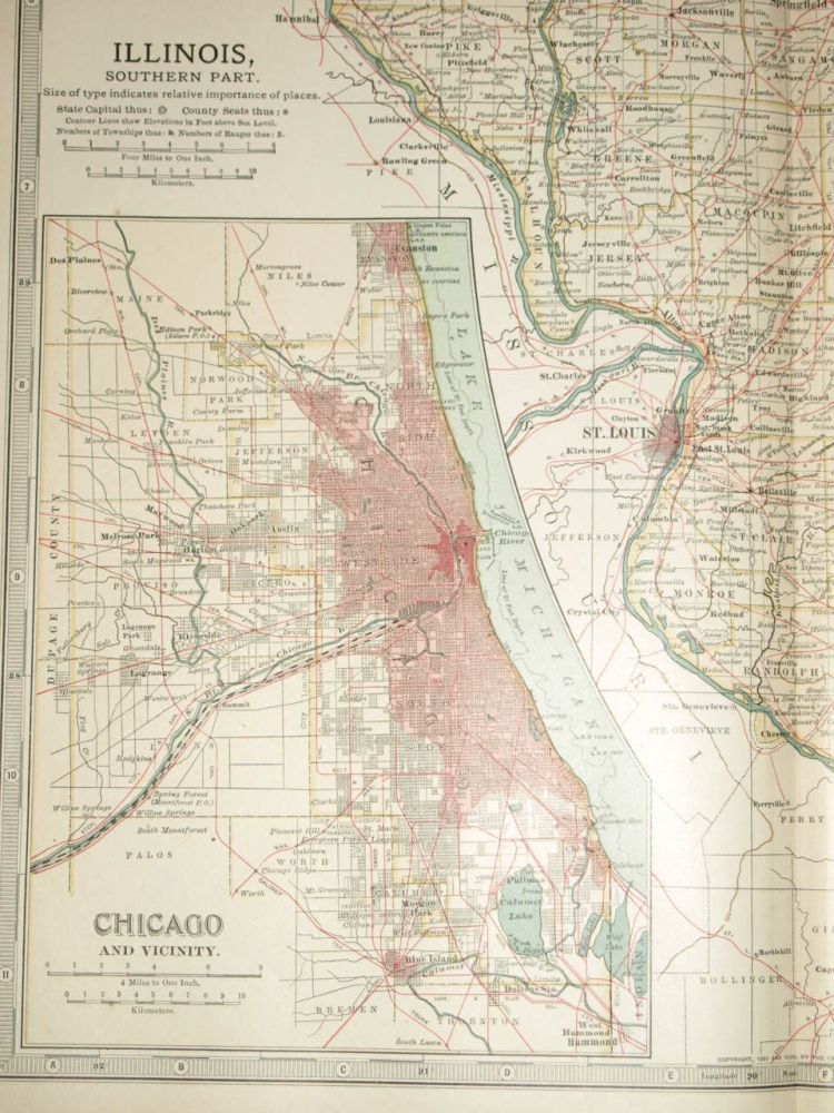 Map of Illinois, Southern Part, 1903.
