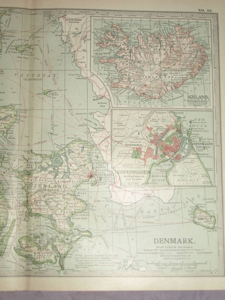 Map of Denmark and Iceland, 1903.