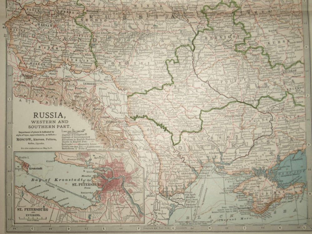 Map of Russia, Western and Southern Part, 1903.
