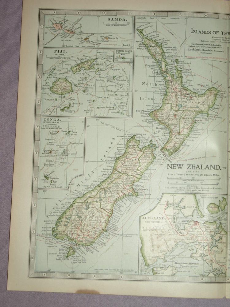 Map of the Islands of the Pacific Ocean with New Zealand, 1903.