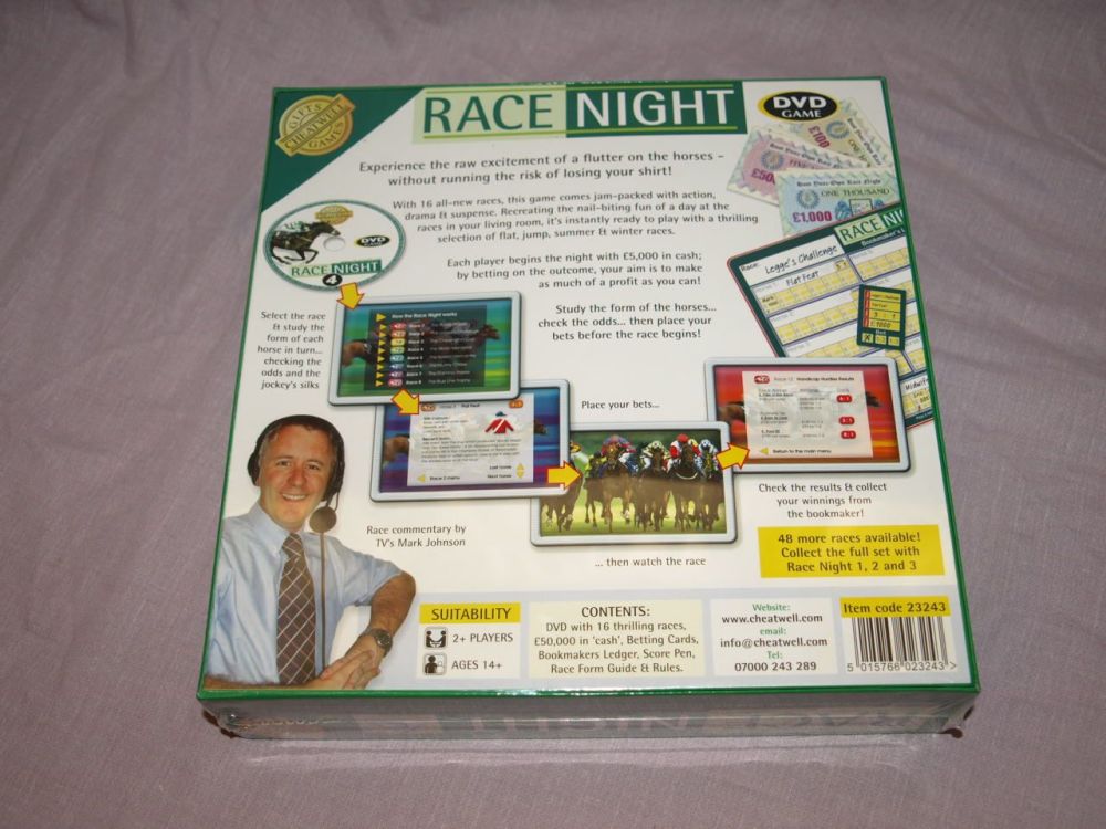 Host Your Own Race Night DVD Game, New.