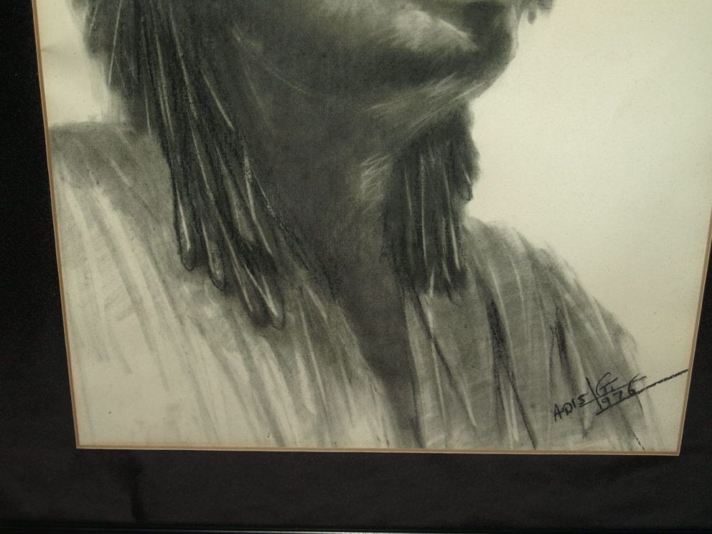 Ethiopian Man Pencil Drawing by Adis Gebru