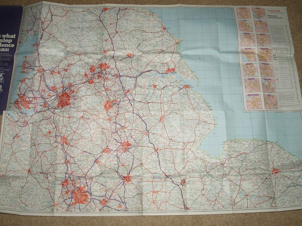 Dunlop Width of Road Map, Midlands and the North