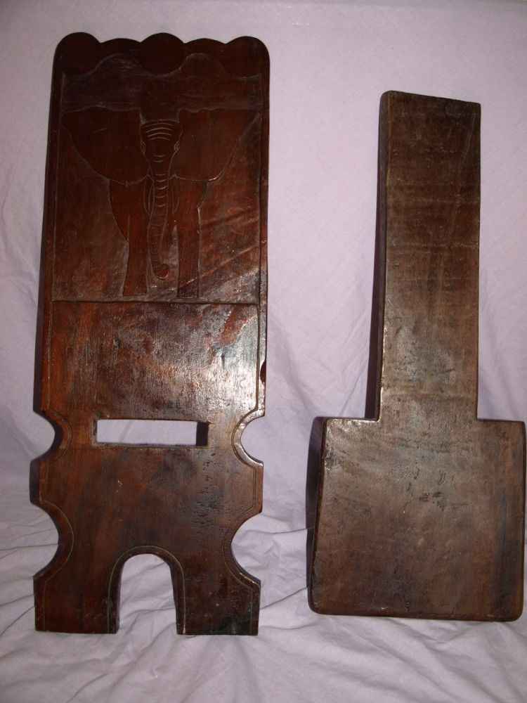 African Wooden Birthing Stool Chair, Elephant Carving