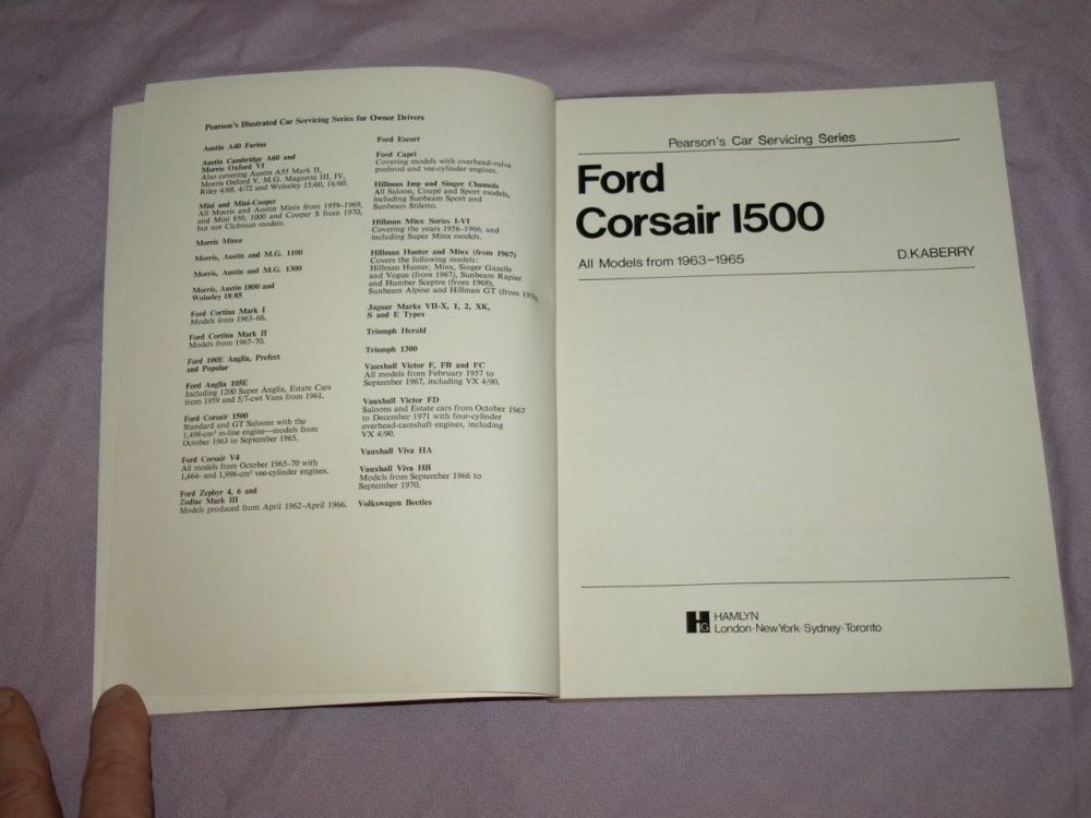 Pearson’s Car Servicing Book, Ford Corsair 1500 1963 to 1965.