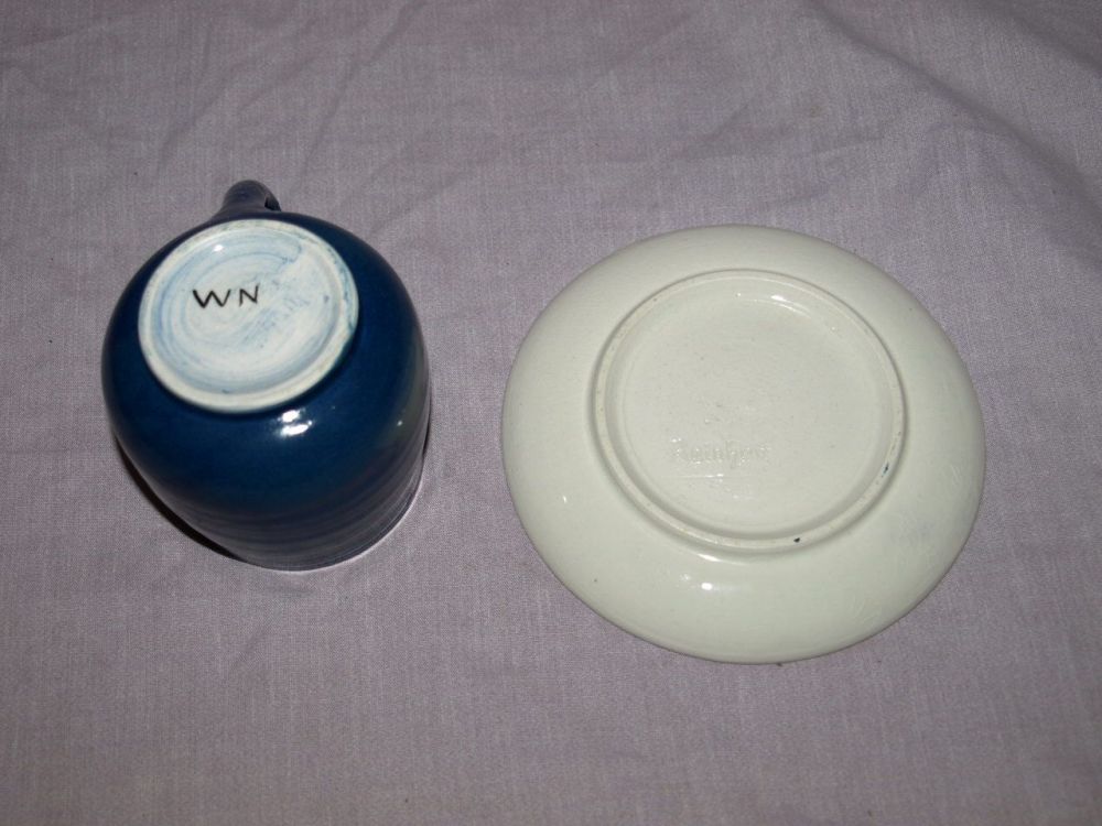 Rainham Pottery Cup and Saucer, Personalised ‘Leo’.