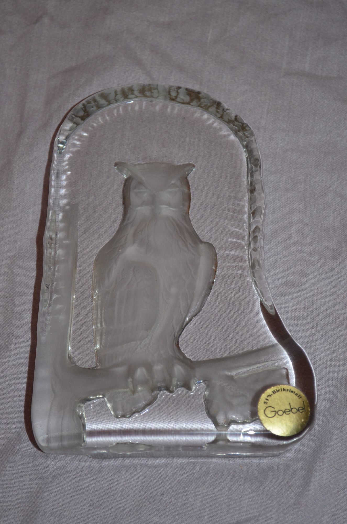 Goebel Lead Crystal Glass Owl Ornament.