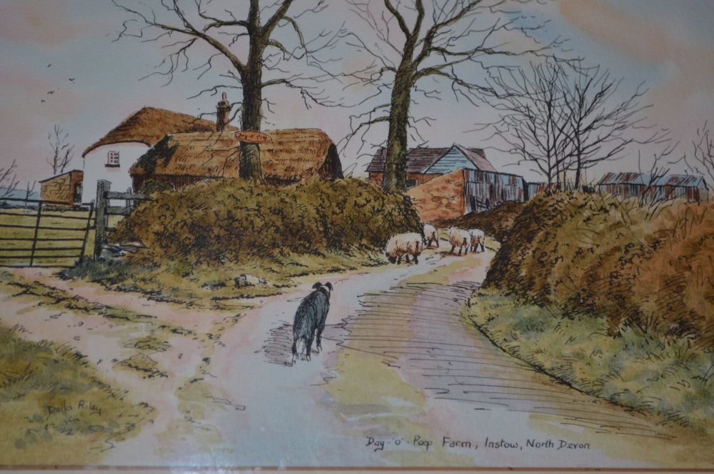 Della Riley Signed Water Colour & Ink Painting, Day-o-Peep Farm, Instow ...