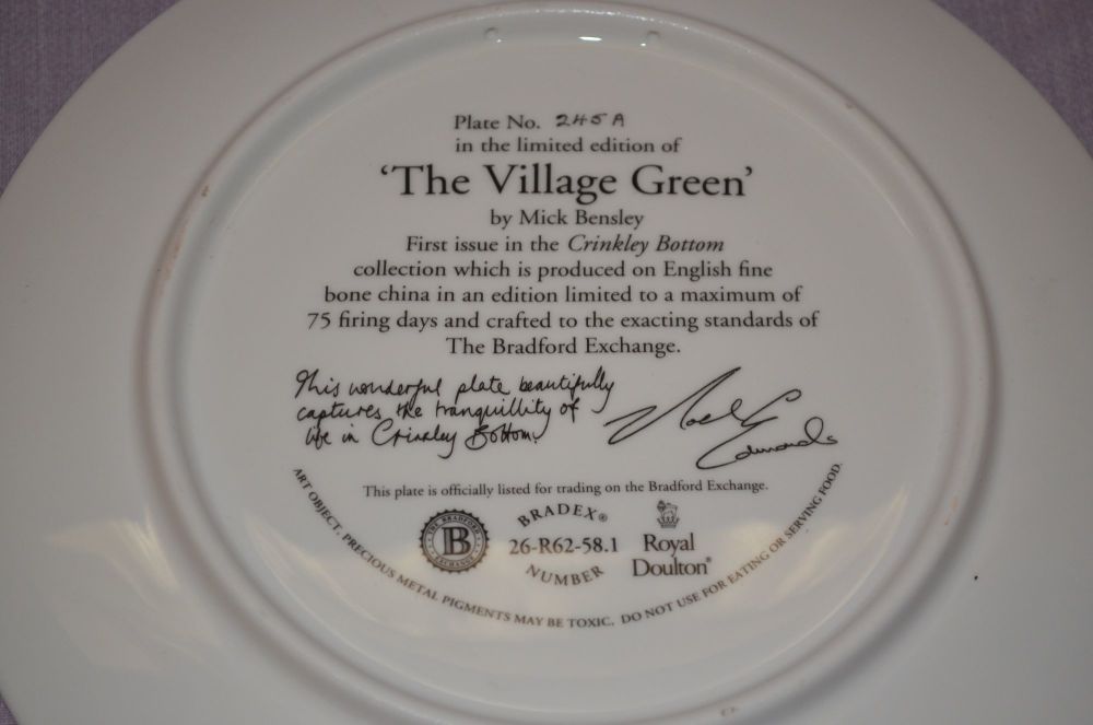 Royal Doulton The Village Green, Crinkley Bottom Collectors plate.