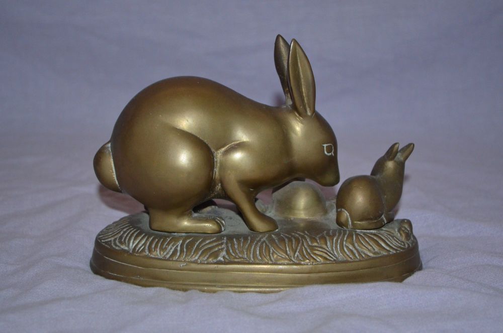Brass Rabbits Bunnies Ornament.