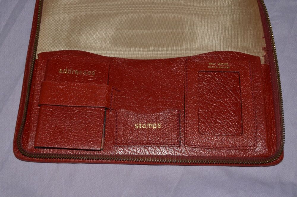 Vintage Red Leather Writing Stationary Case.