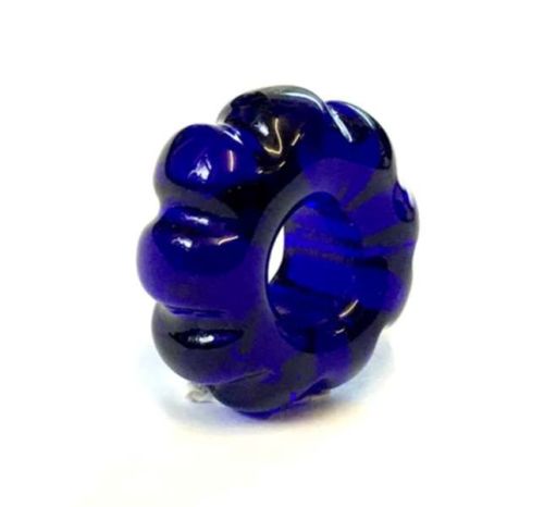 Cobalt glass Roman annular melon bead from Chichester