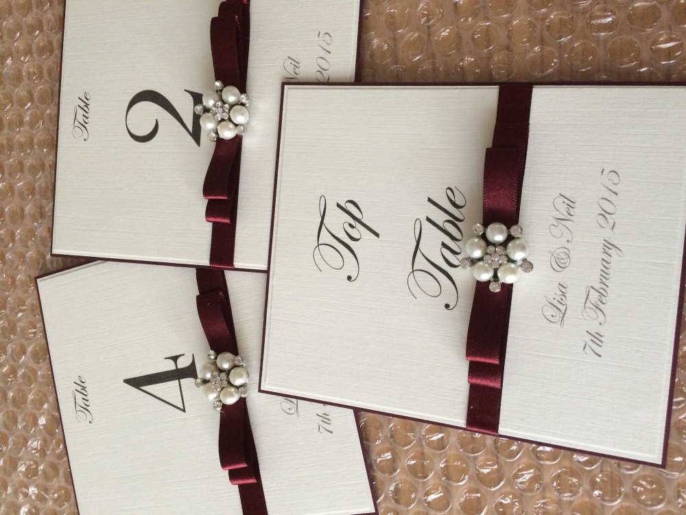 Personalised Wedding Table Numbers, Ivory Wedding Table Numbers with ...